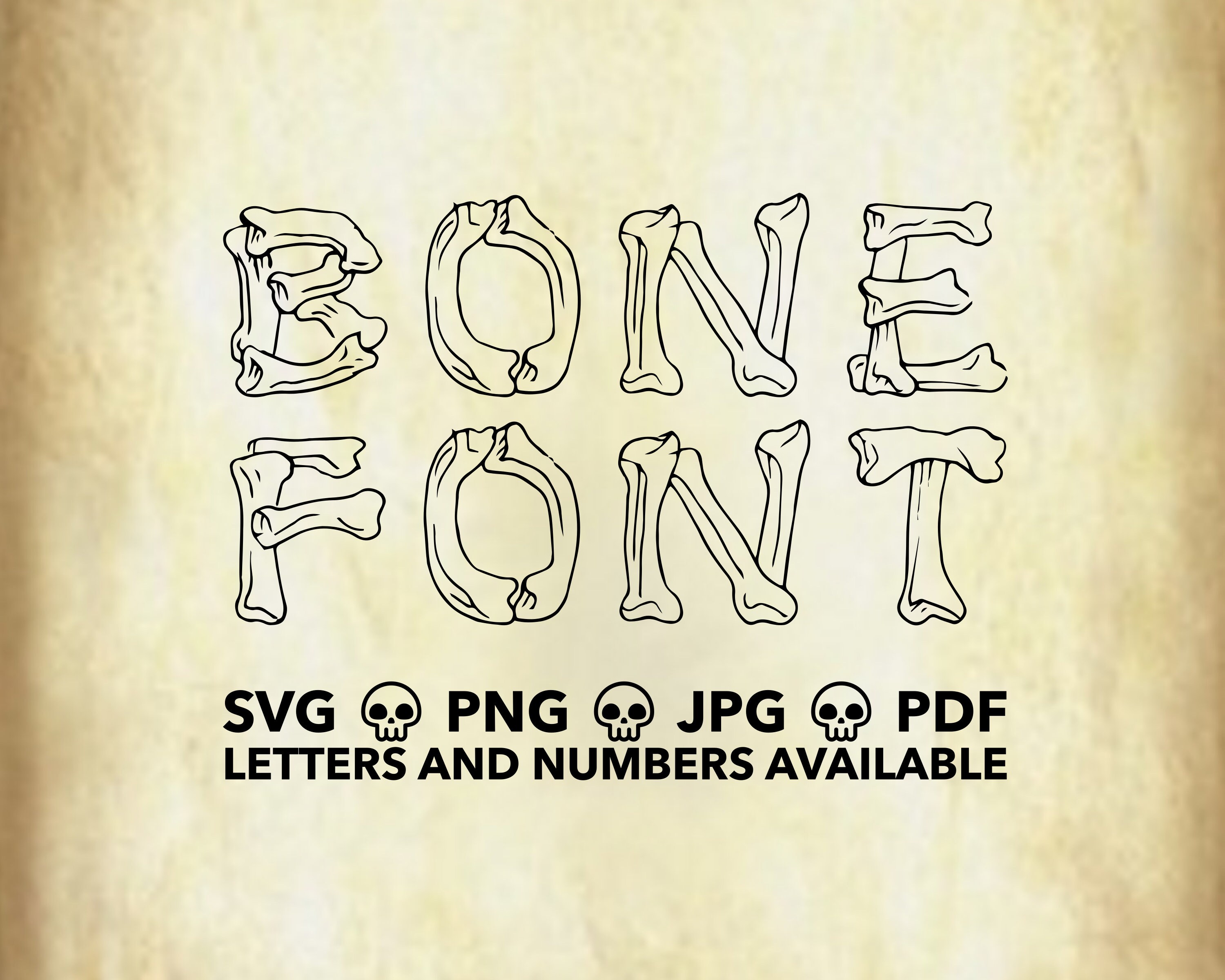 Bone Font SVG, Bone Letters, Bont Font PNG, Bone Numbers Svg, Png, Jpg ...