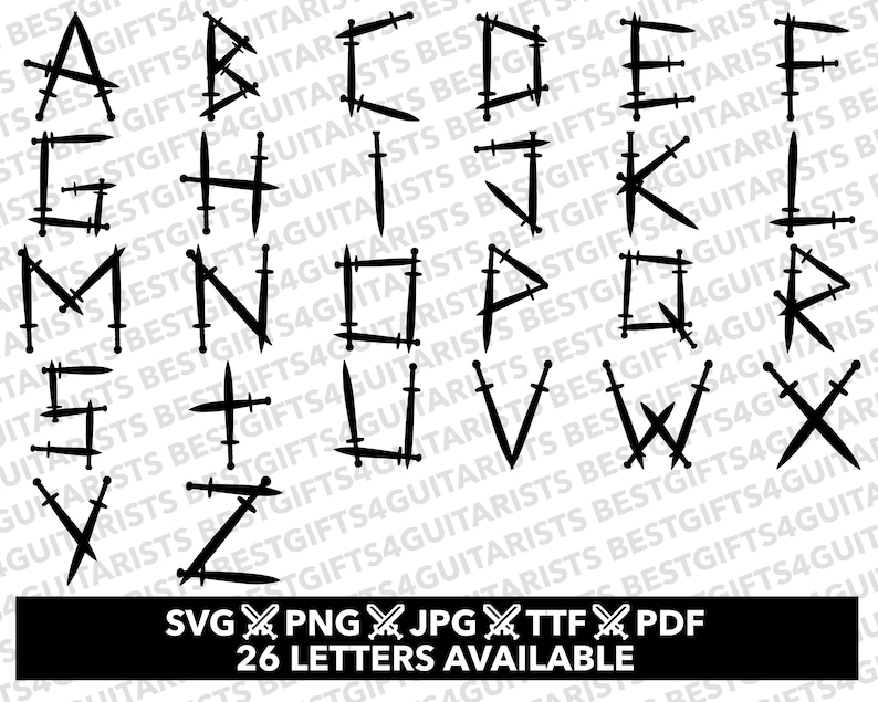 Sword Font SVG, Sword Font for Cricut, Medieval Font SVG, PNG, Jpg, Ttf ...