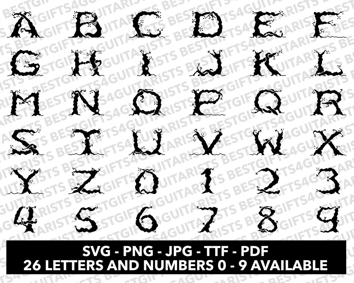 Tree Font SVG, Coven Tree Font for Cricut, Tree Font SVG, PNG, Jpg, Ttf ...