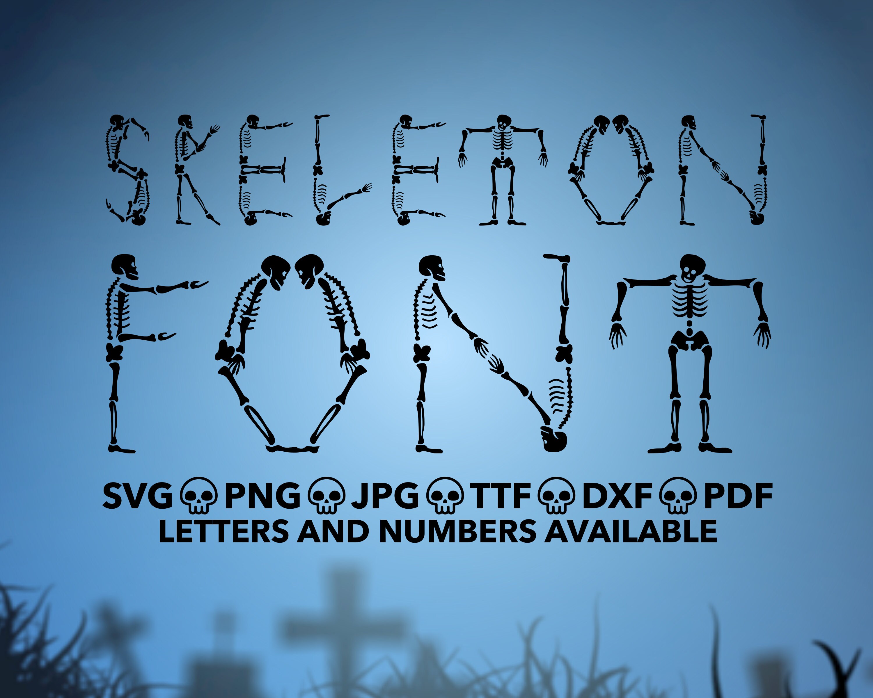 Skeleton Font SVG, Skeleton Alphapack, Skeleton Letters Svg, Png, Ttf ...