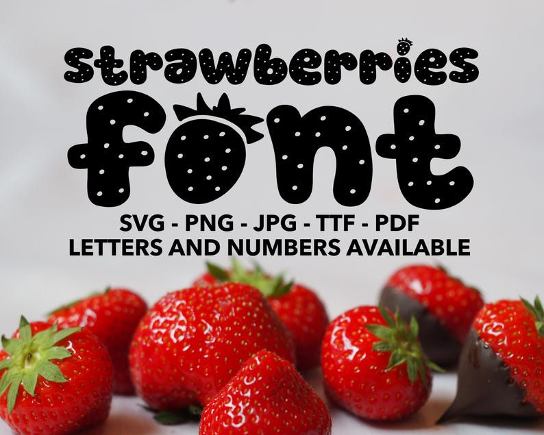 Strawberries Font SVG, Strawberry Font for Canva, Fruit Font Clip Art ...