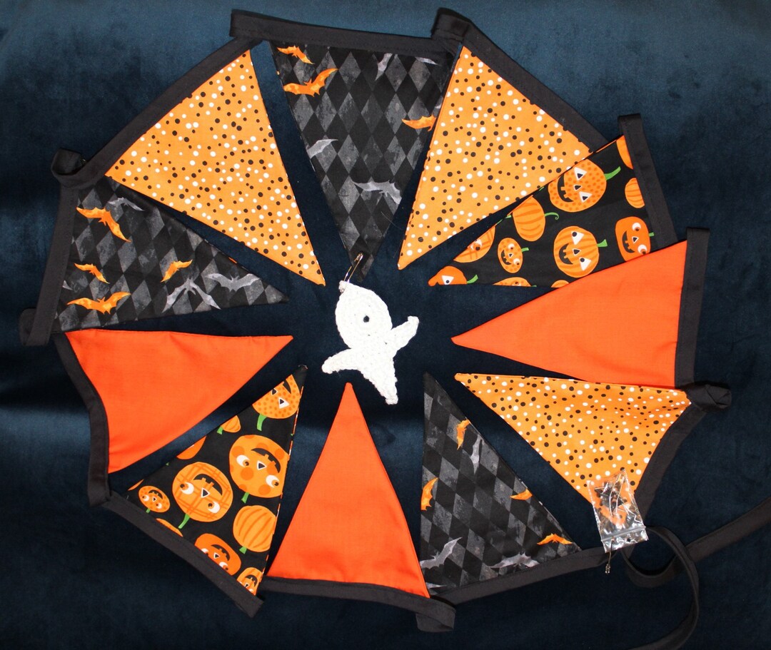 Halloween Bunting With Glow-in-the-dark Ghost: Orange & Black Decor - Etsy