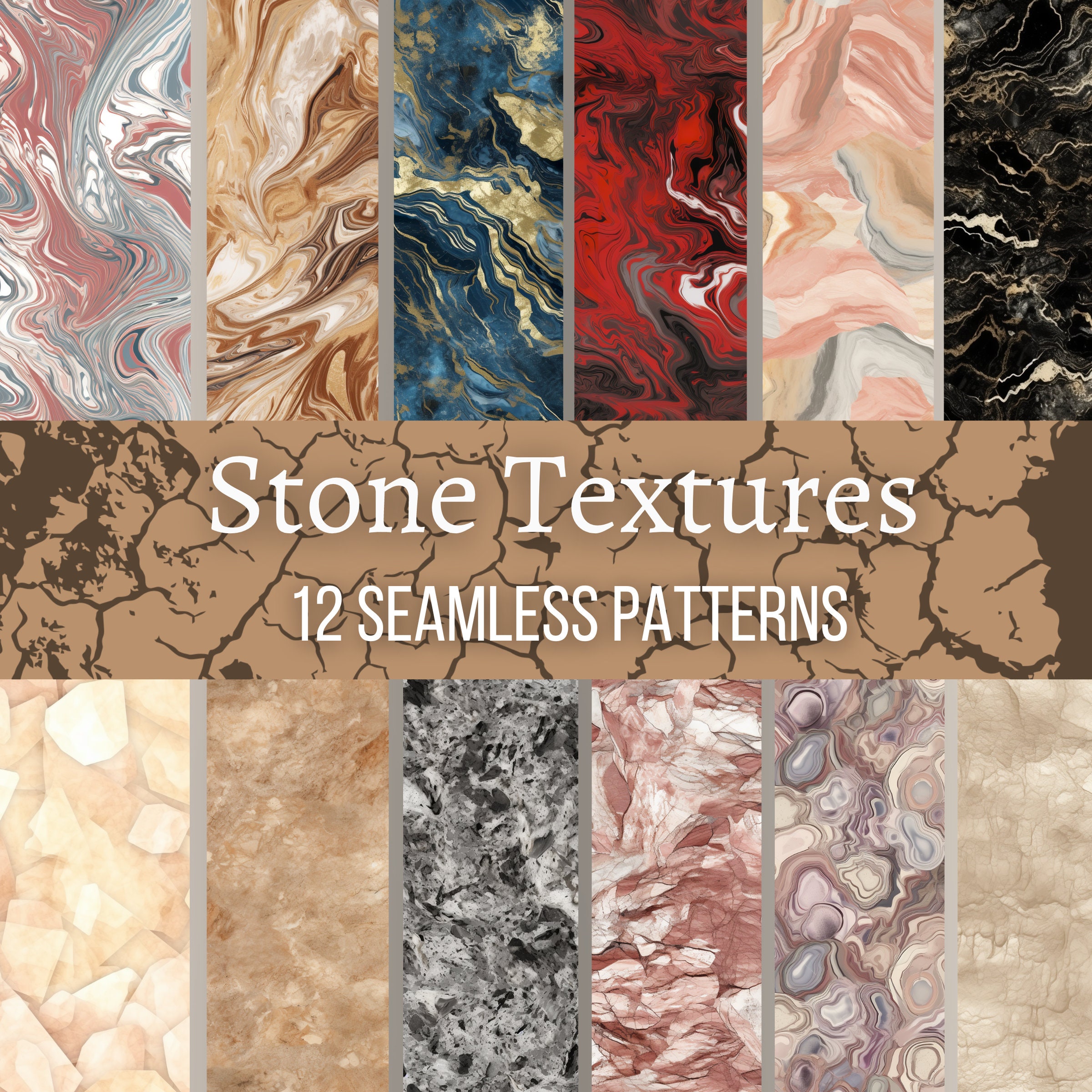 Stone Texture Digital Paper Designs - Stones Seamless Patterns - Marble ...