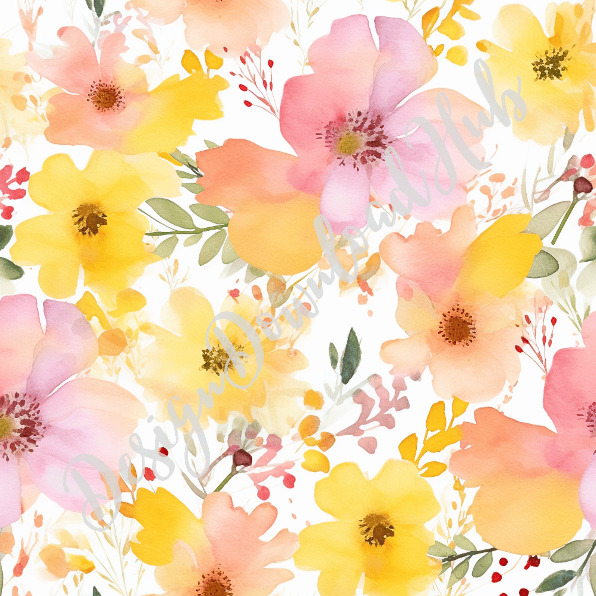 Summer Flowers Digital Paper - Watercolor Seamless Patterns - 10 ...