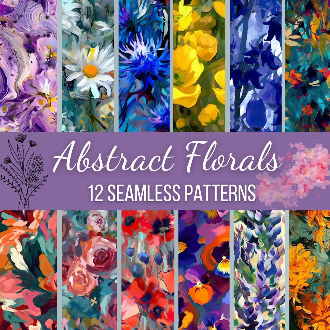 Abstract Art Floral Digital Paper - Abstract Flowers Seamless Patterns ...