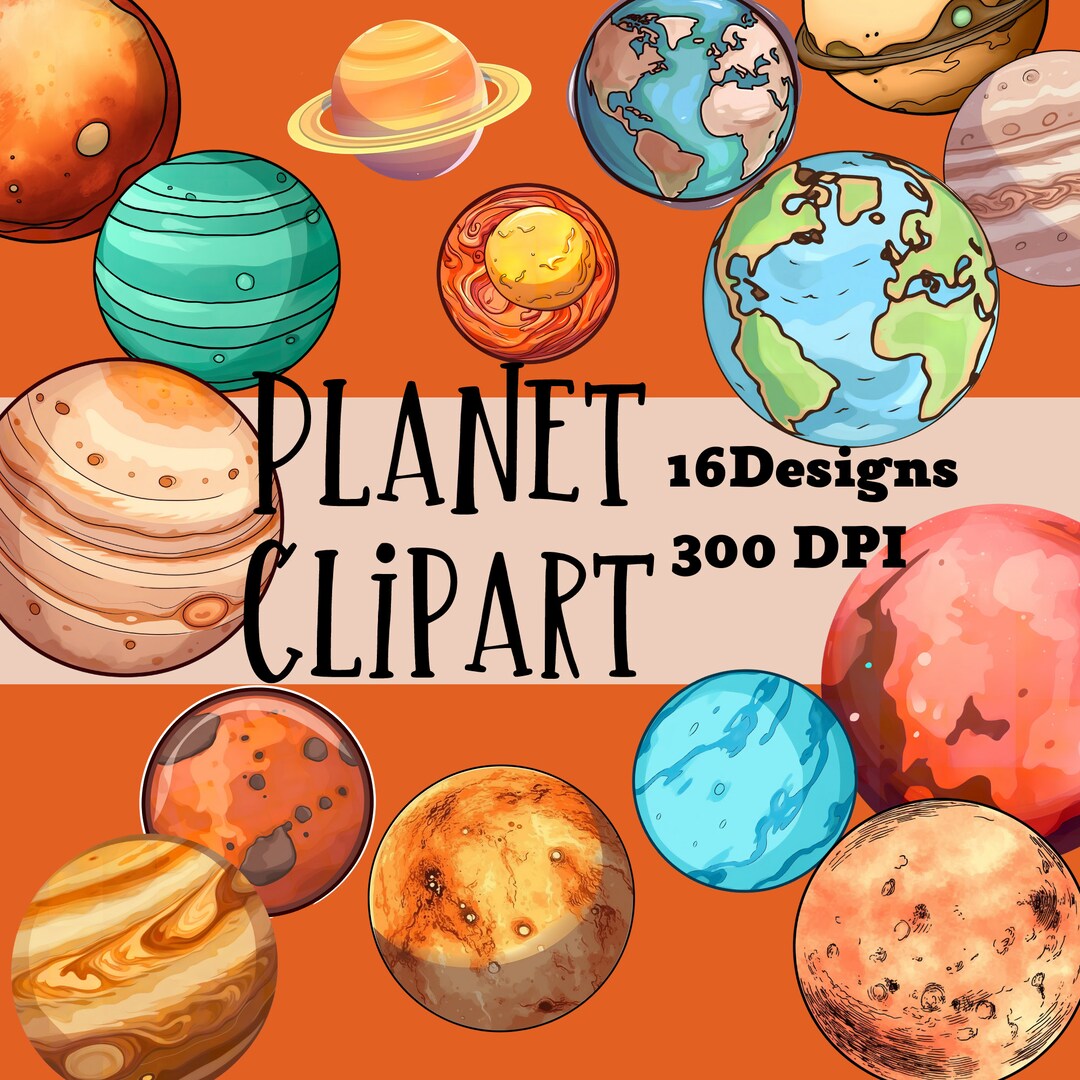 Planet Clipart - Planet Digital Stickers - 16 Designs - Digital ...