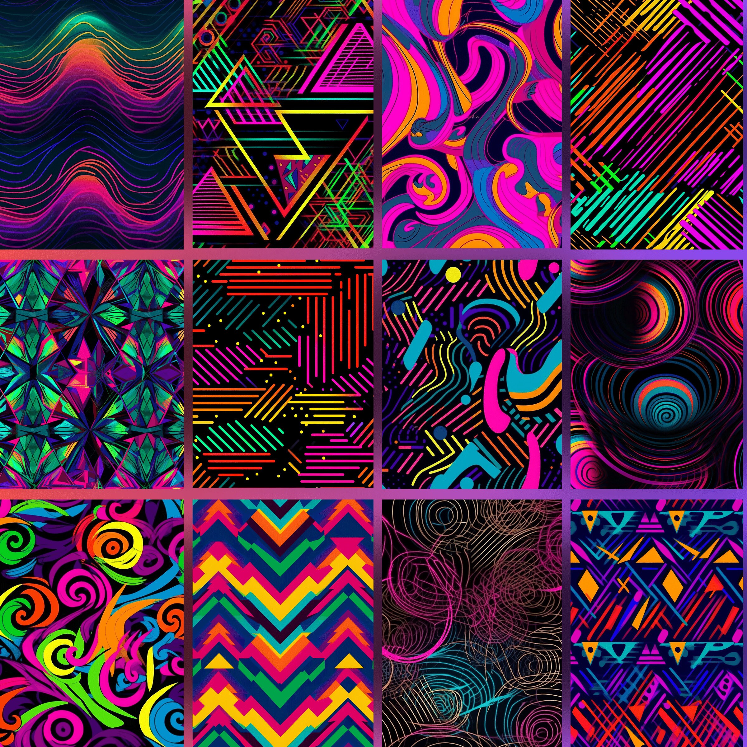 Abstract Neon Digital Paper Design - Retro Seamless Pattern - 12 ...