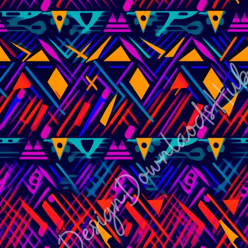 Abstract Neon Digital Paper Design - Retro Seamless Pattern - 12 ...
