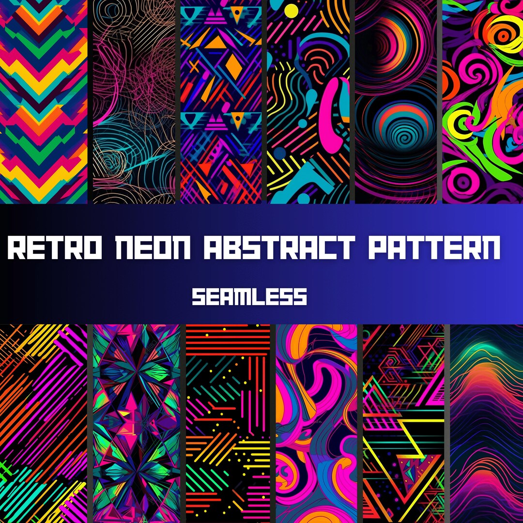 Abstract Neon Digital Paper Design - Retro Seamless Pattern - 12 ...