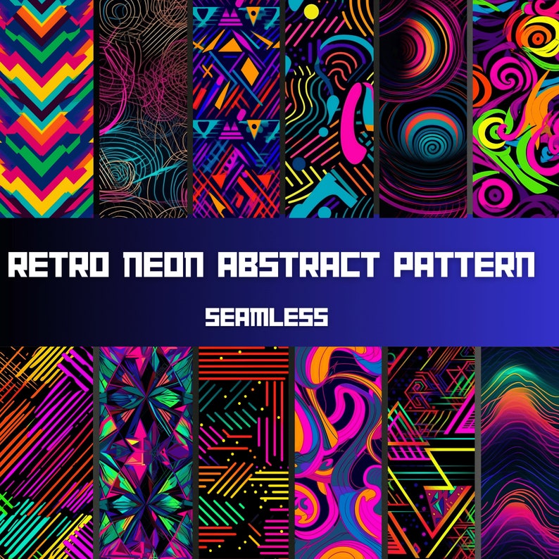 Abstract Neon Digital Paper Design - Retro Seamless Pattern - 12 ...