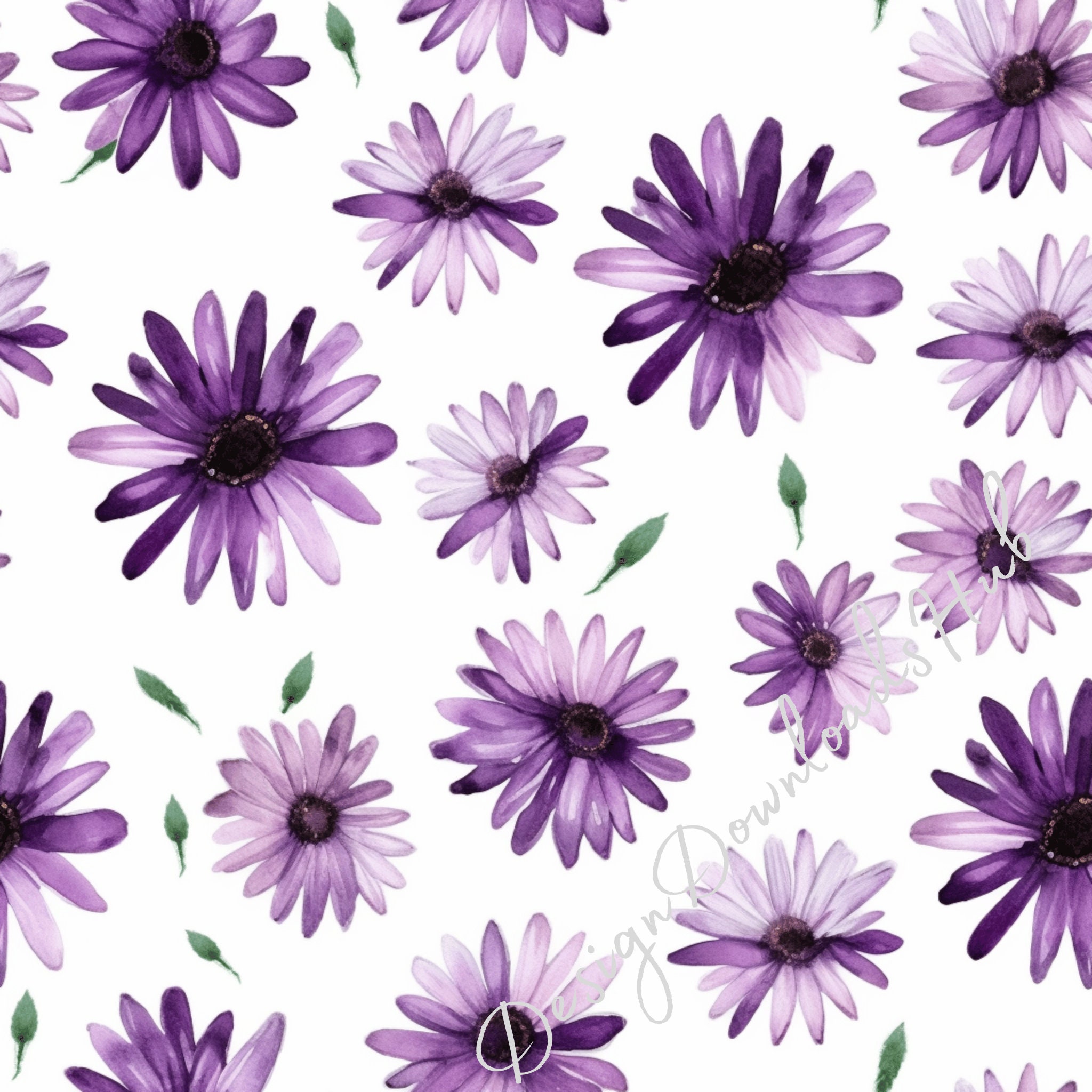 Purple Floral Digital Paper - Watercolor Flower Seamless Patterns - 12 ...