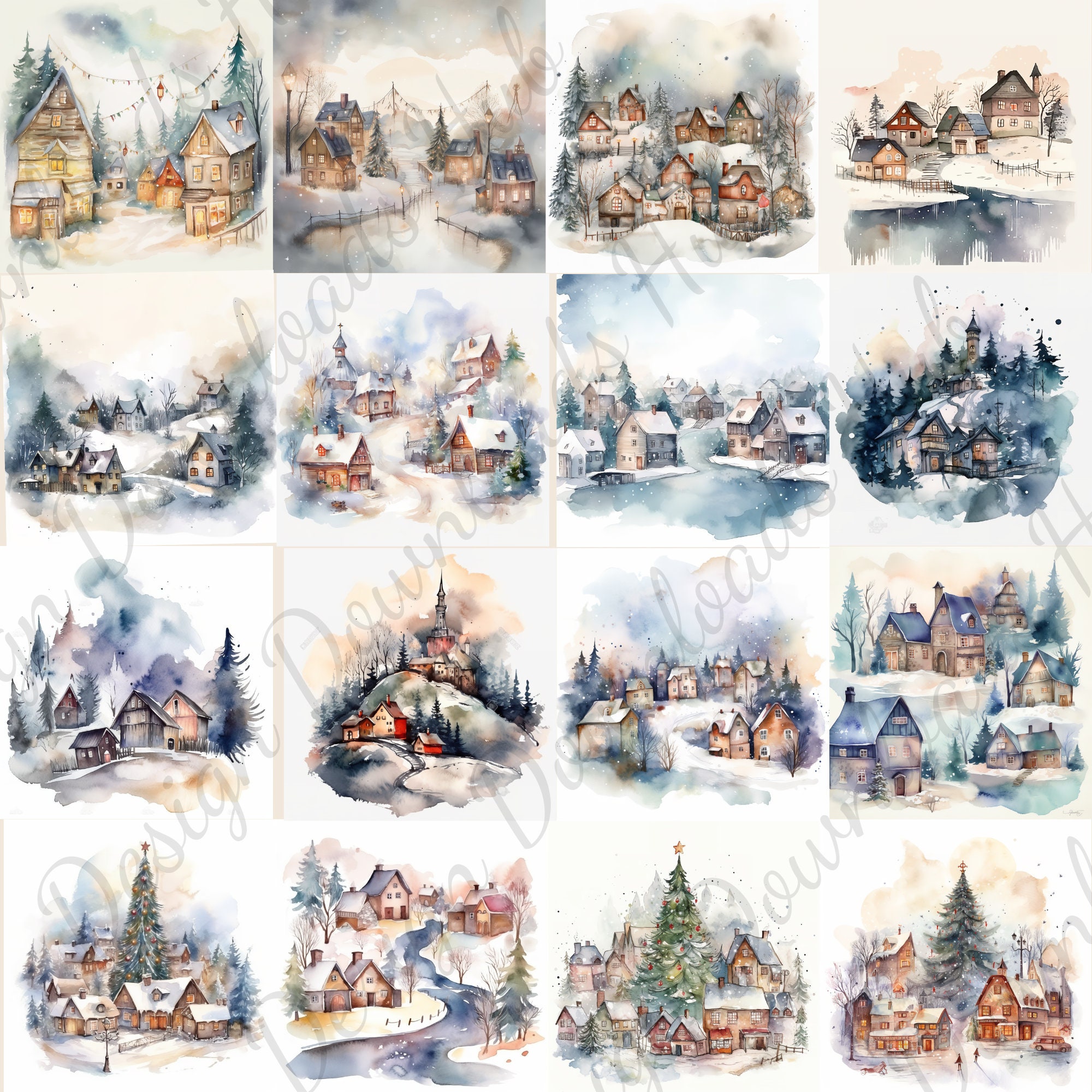 Winter Village Clipart Christmas Clipart Christmas Decoration Clipart ...