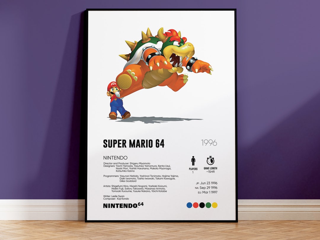 Super Mario 64 Poster Digital Download Video Game Poster Video Game ...