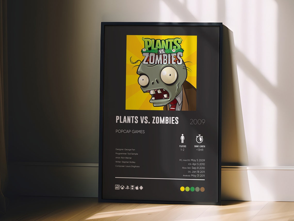 Plants Vs Zombies Poster Digital Download Video Game Poster Video Game ...