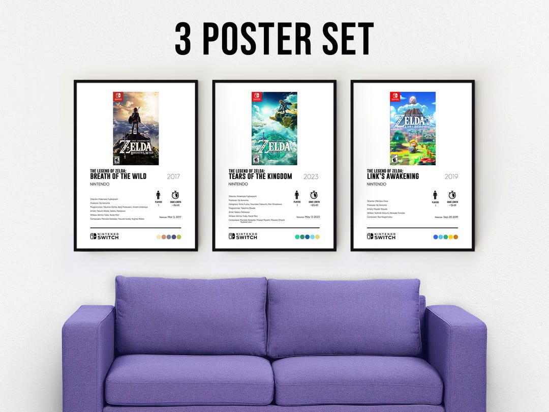 Legend of Zelda Poster Set Digital Download Zelda Wall Art Video Game ...