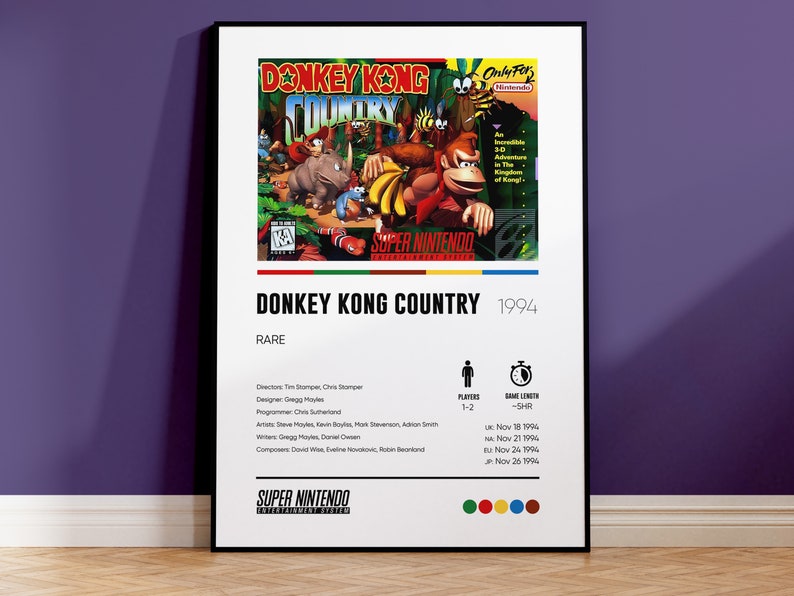 Donkey Kong Country Poster Digital Download Video Game Poster Video ...