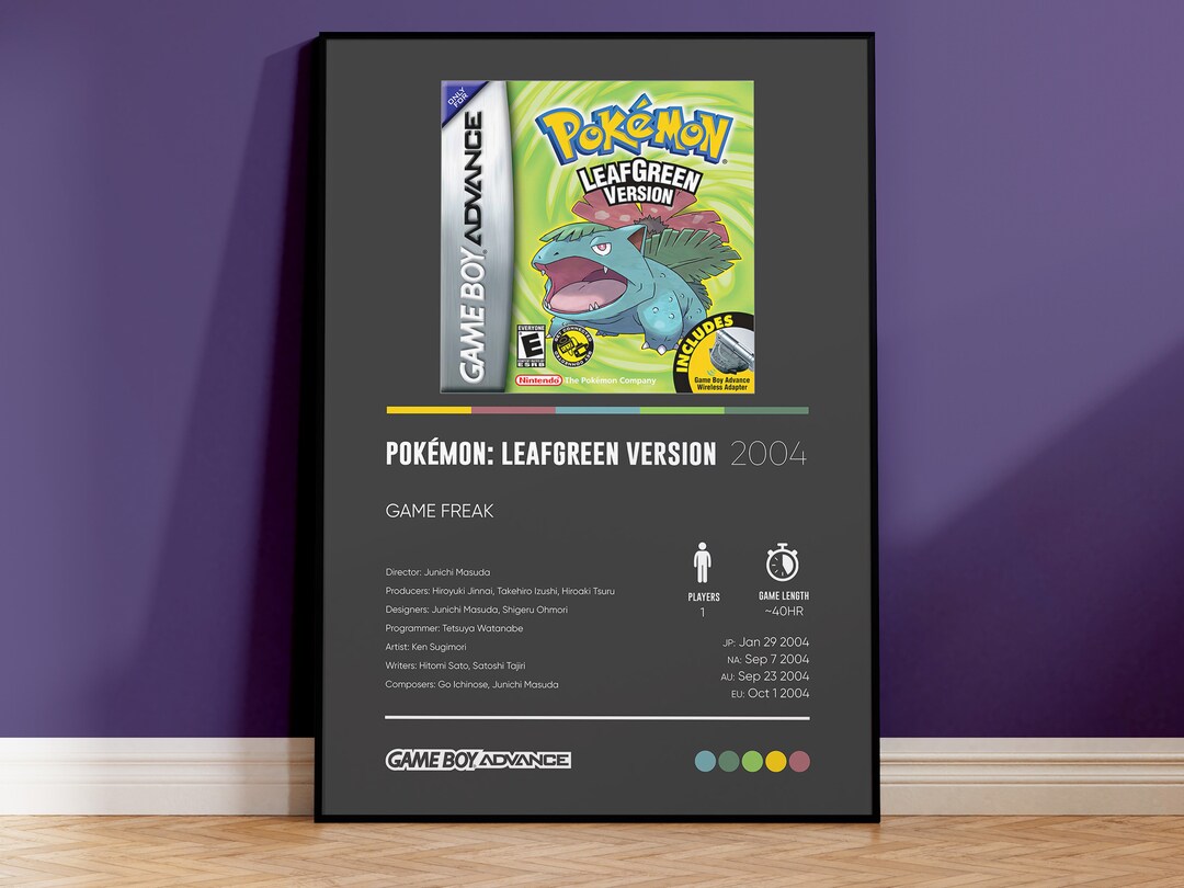 Pokemon Leafgreen Poster Digital Download Video Game Poster Video Game ...