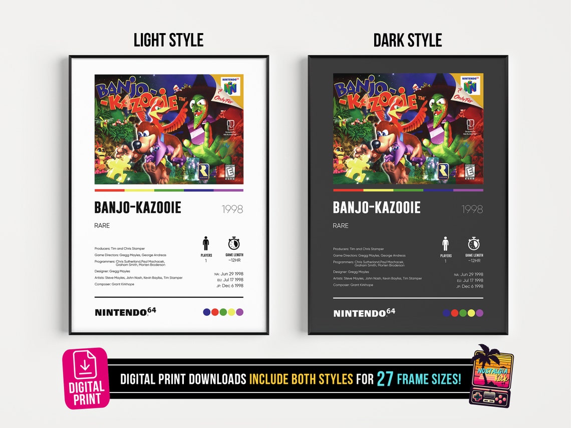 Banjo Kazooie Poster Digital Download Video Game Poster Video Game ...