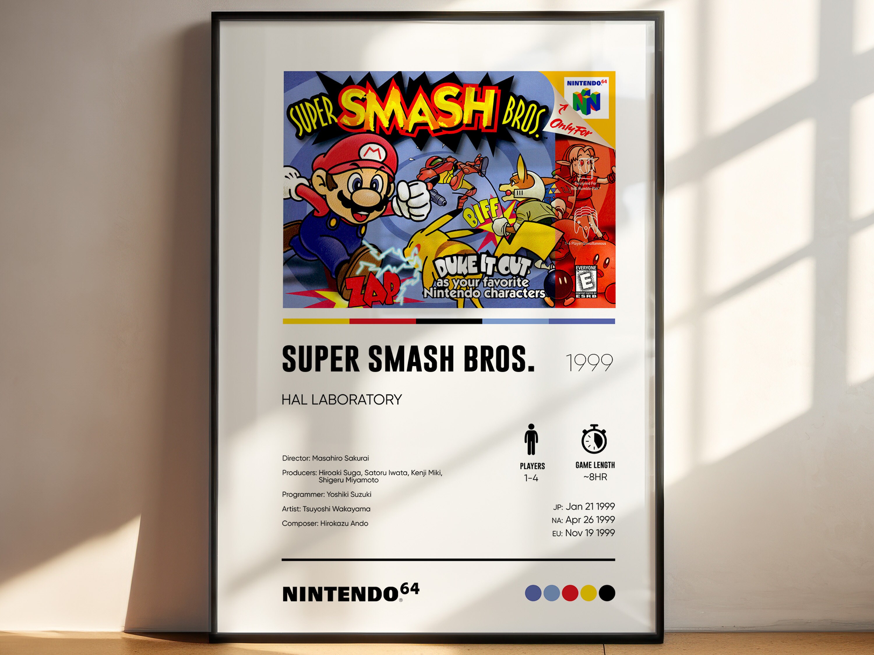 Super Smash Bros Poster Digital Download Video Game Poster Ssb64 Smash 64 Super Smash Bros Decor
