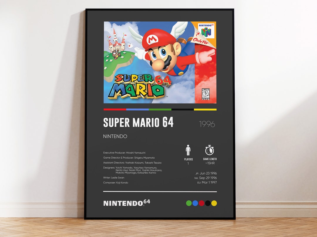 Super Mario 64 Poster for Game Room Video Game Poster Video Game Print ...