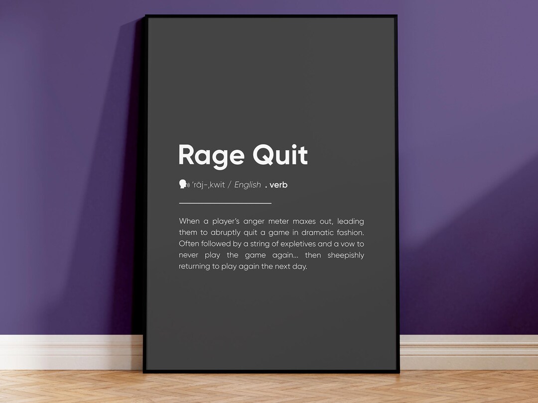 Funny Game Poster Digital Download Rage Quit Video Game Poster Teen ...