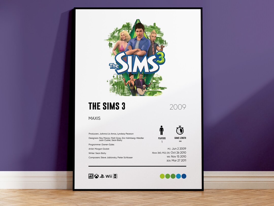 The Sims 3 Poster Digital Download Video Game Poster Video Game Print ...