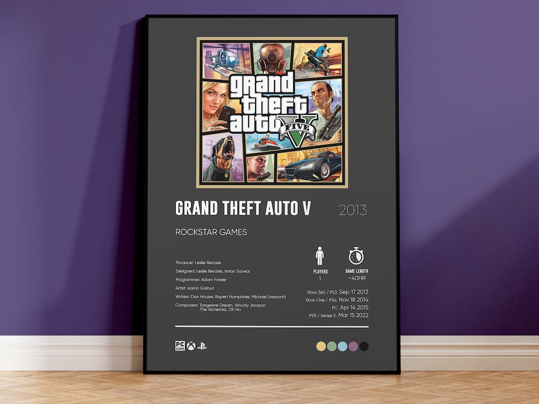 Grand Theft Auto V Poster Digital Download Video Game Poster Video Game ...