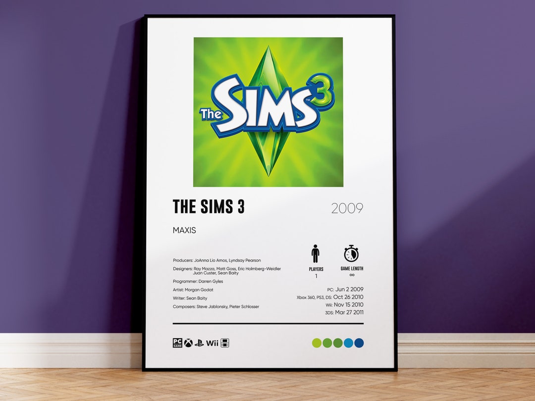 The Sims 3 Poster Digital Download Video Game Poster Video Game Print ...