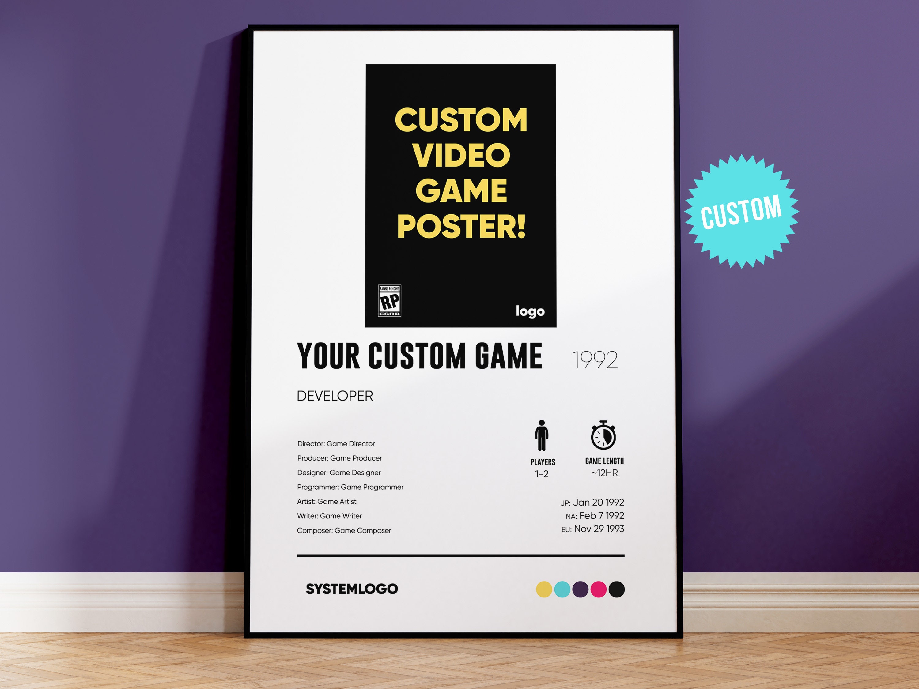 Custom Game Poster Personalized Video Game Poster Digital Download ...
