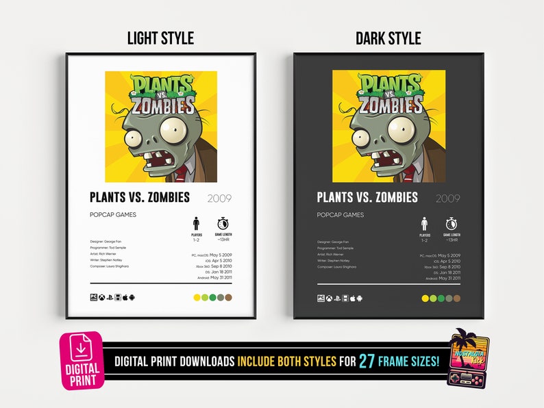 Plants Vs Zombies Poster Digital Download Video Game Poster Video Game ...