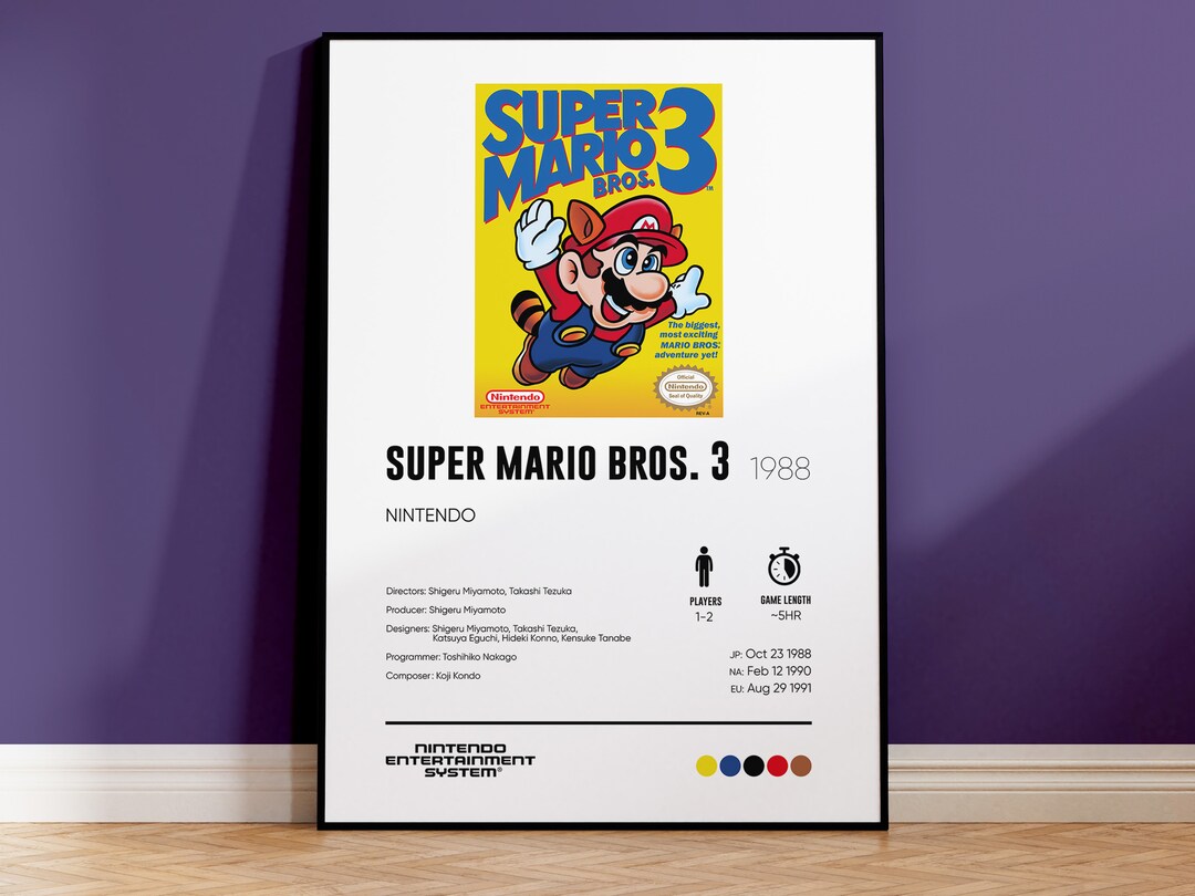 Super Mario Bros 3 Poster Digital Download Video Game Poster Video Game ...