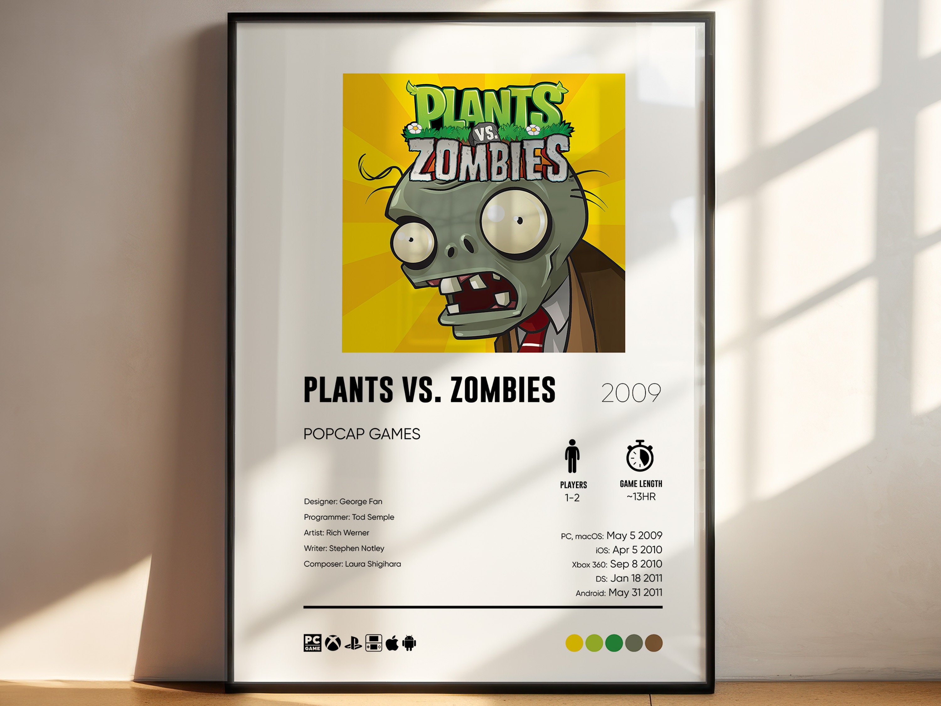 Plants Vs Zombies Poster Digital Download Video Game Poster Video Game ...