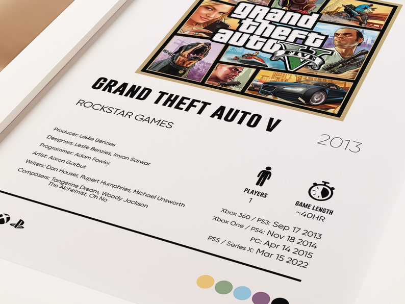 Grand Theft Auto V Poster Digital Download Video Game Poster Video Game Print Game Art Gaming ...
