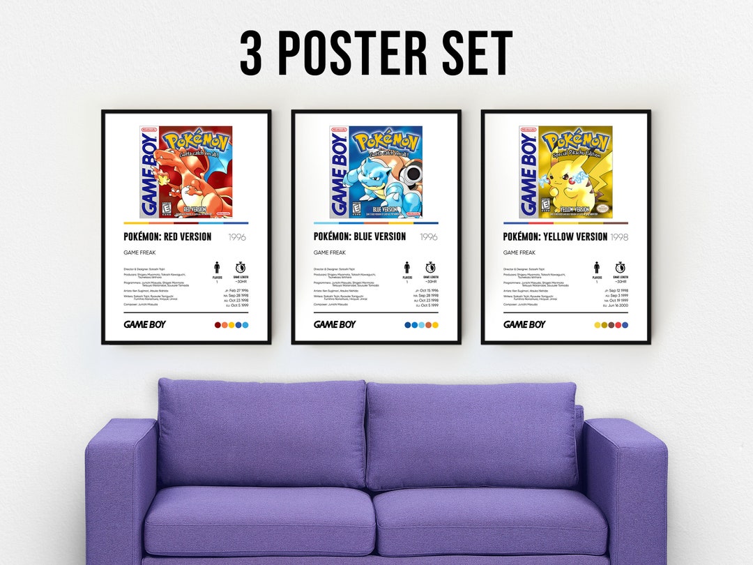 Conjunto de pôsteres de Pokémon Download digital Pôster de videogame ...