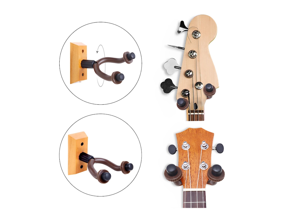 Set of 2 Guitar Hooks, Wall Mounted Wooden Guitar Hanger, Guitar ...