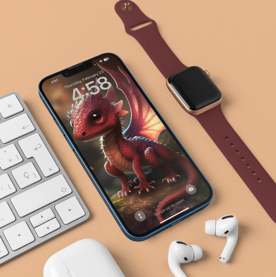 Cute Baby Red Fire Dragon fireball Digital Wallpaper for Apple Iphone ...