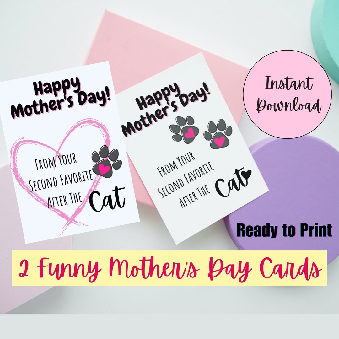 Funny Mother's Day Card Printable Mothers Day Card From Cat, From ...