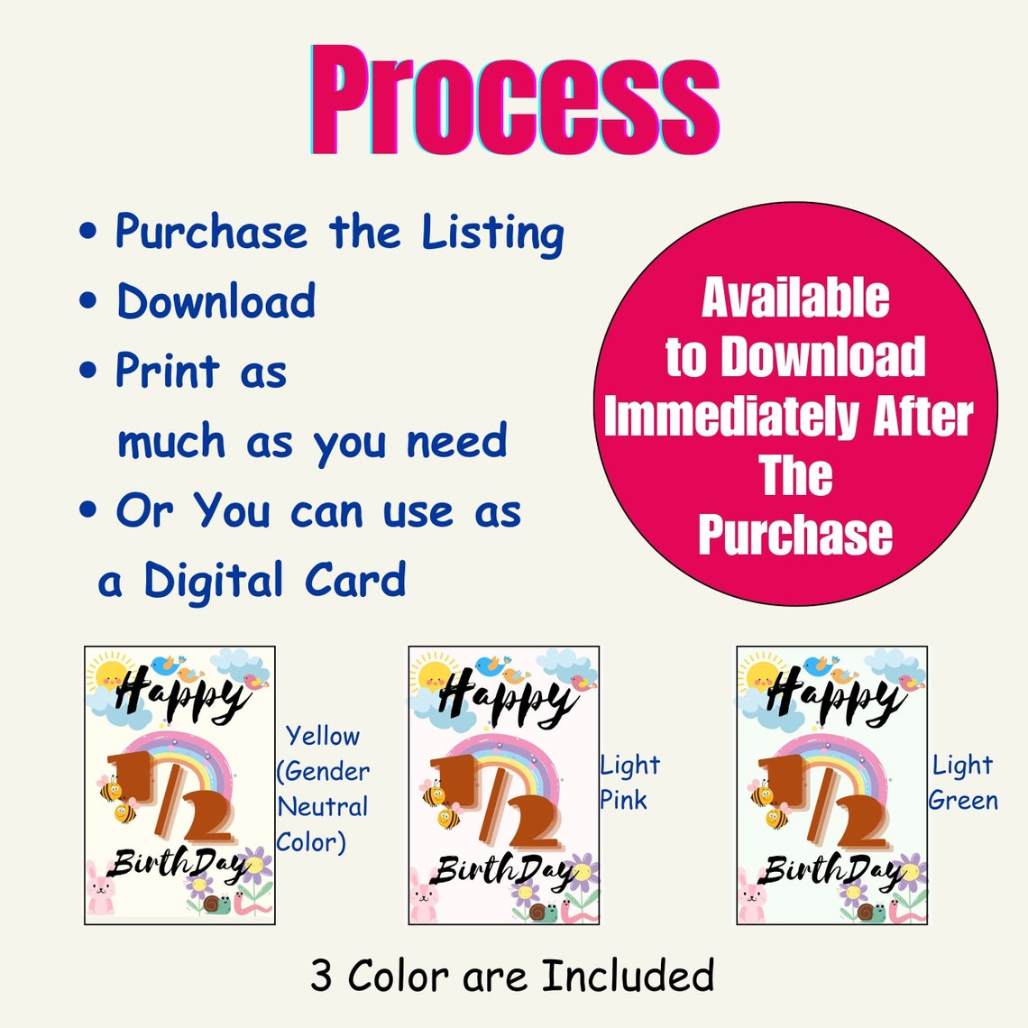 Printable Half Birthday Card Instant Download | 6 Months Baby Birthday ...