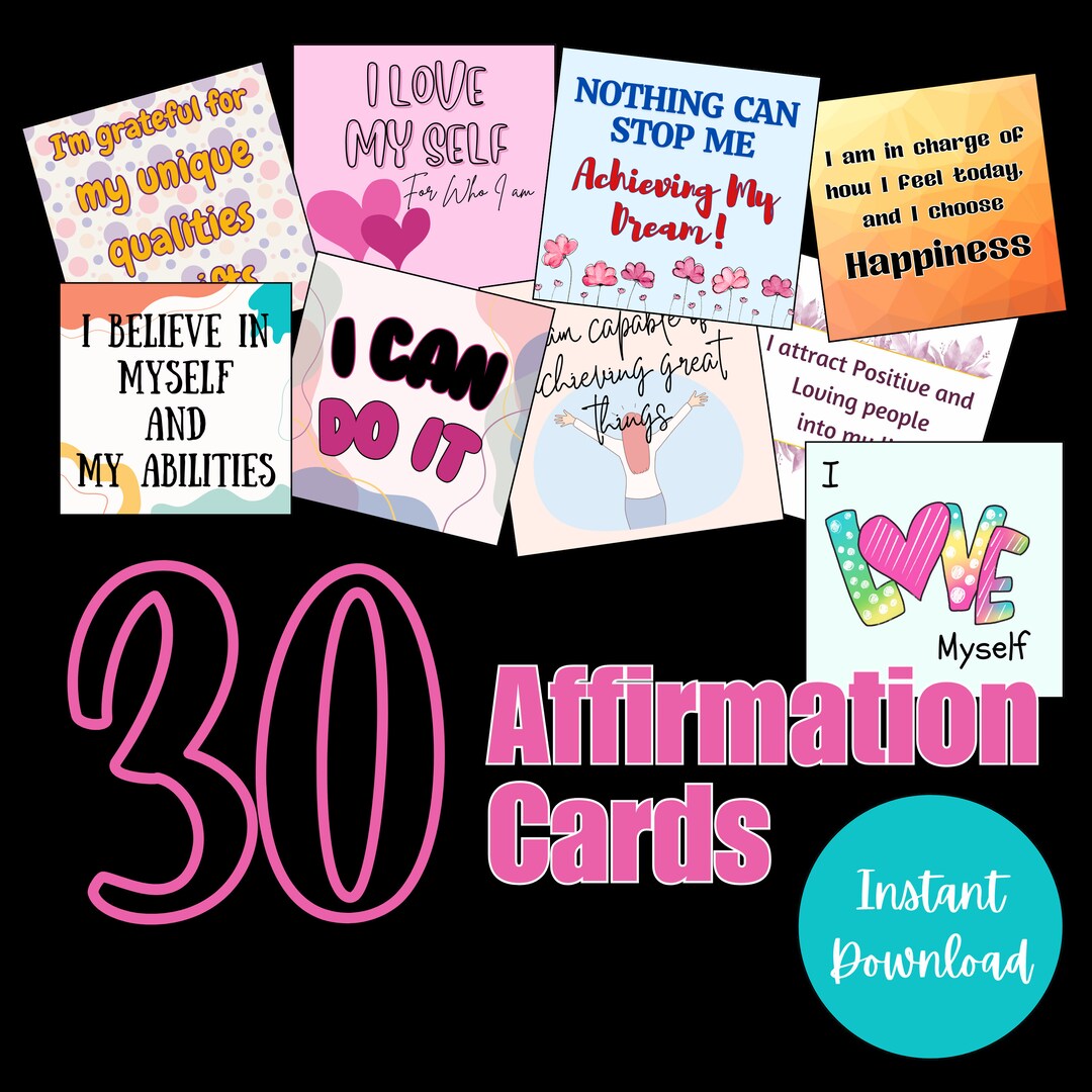 30 Affirmation Cards Digital Download | Printable Self Love Affirmation ...
