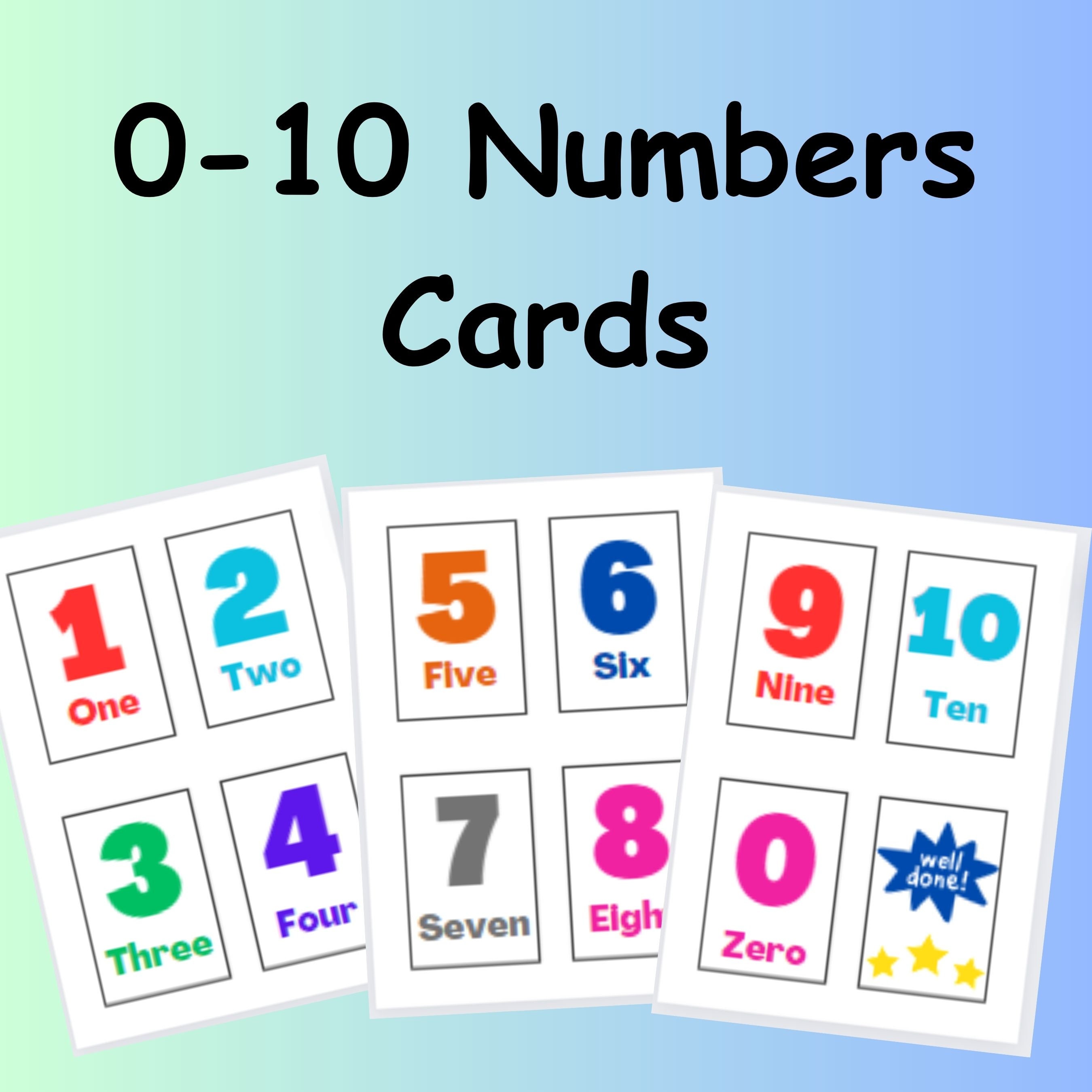 Numbers Flash Cards 0 - 10 | Digital Download Kids Flash Cards for ...