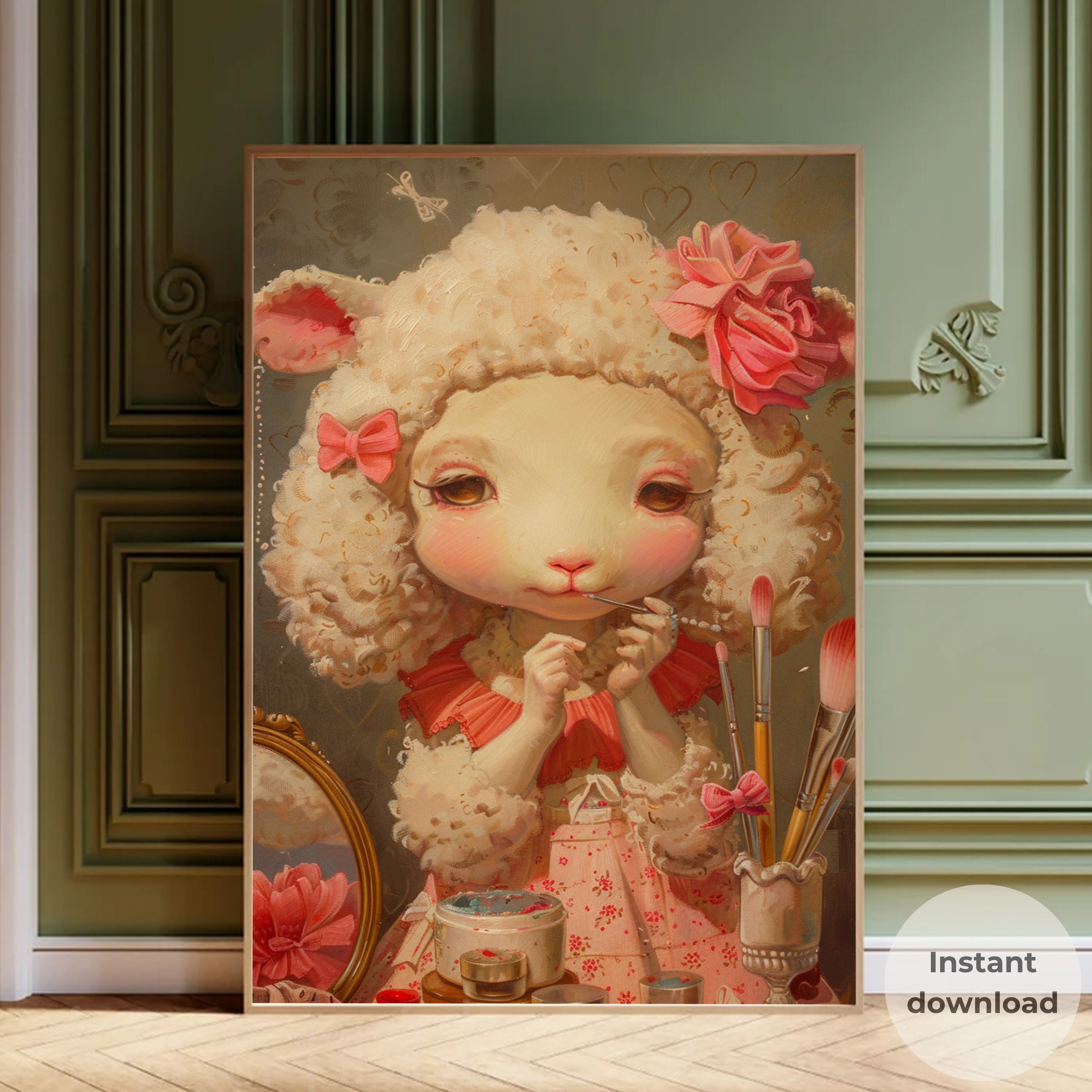 Coquette Sheep Aesthetic Sheep Sheep Poster Vintage Poster Nursery Art ...