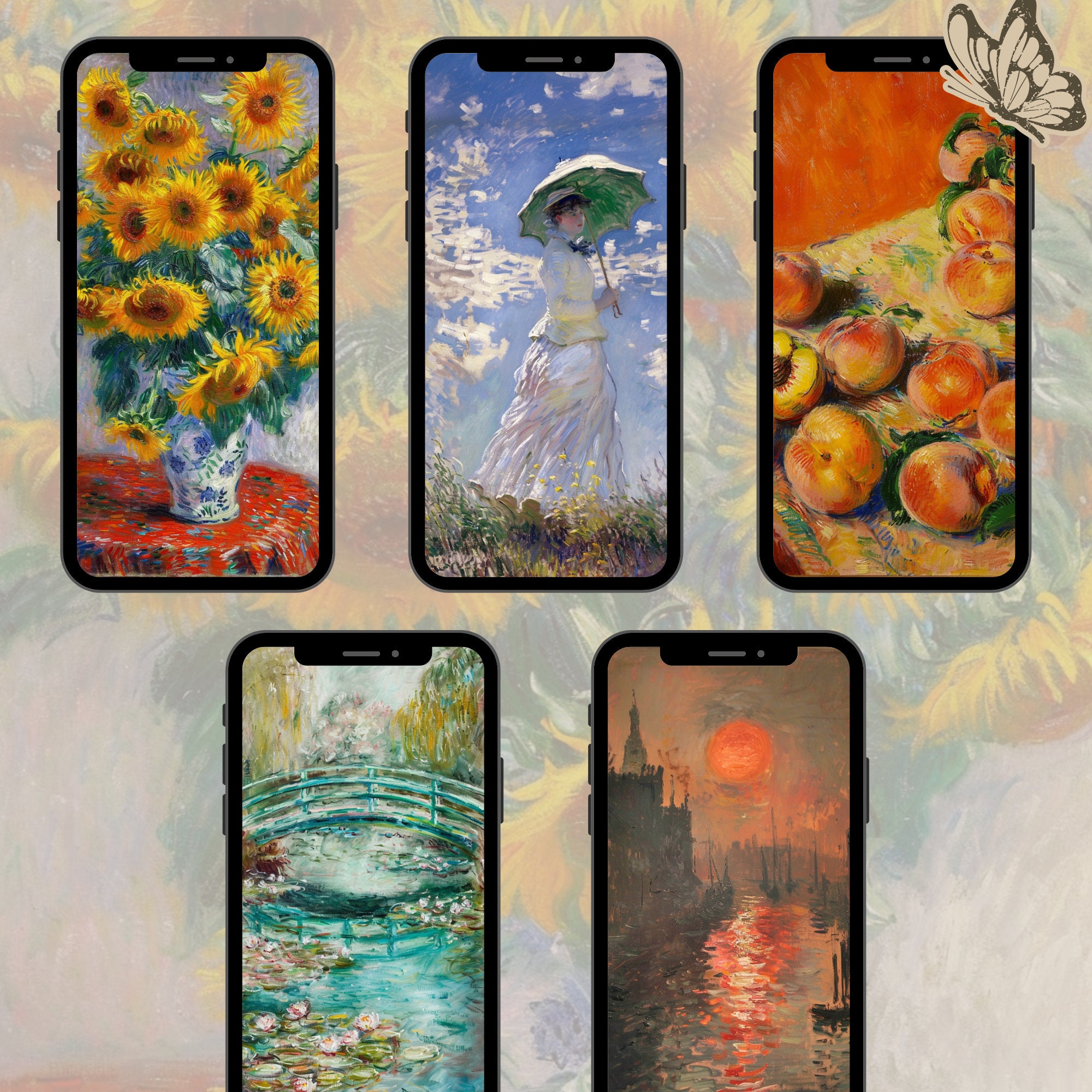 Pack of 5 Background Monet Paintings | Phone Wallpapers | Water Lilies ...