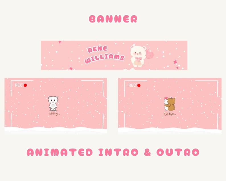 KAWAII Bears Youtube Channel Branding Kit Banner, Animated Intro and ...