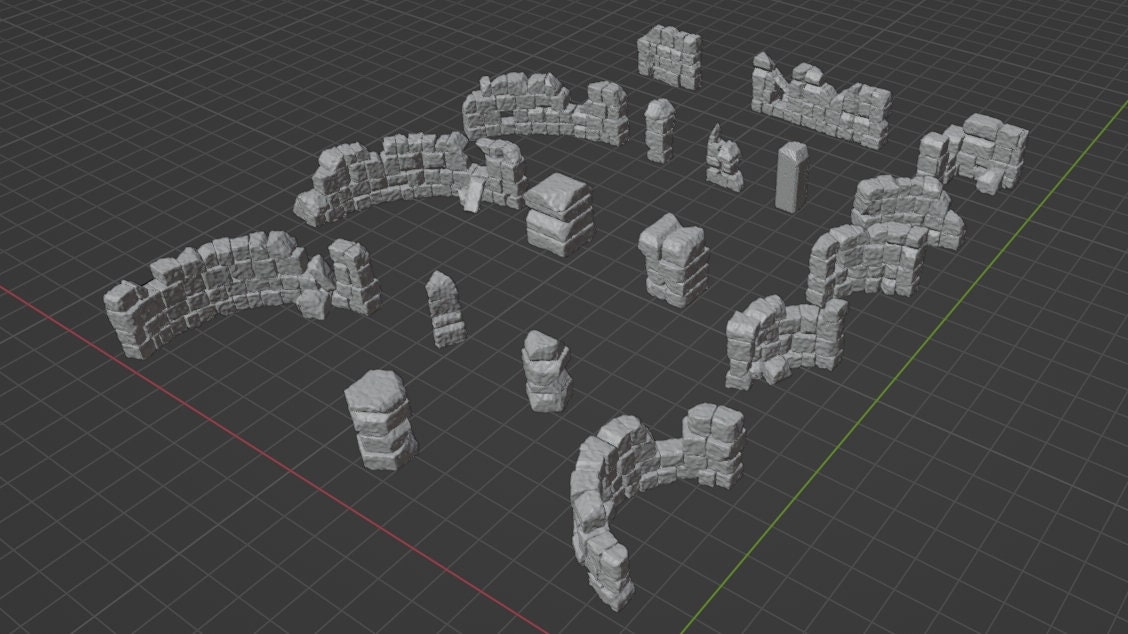 70pcs 3D Printable Stone Walls for Dnd, Pathfinder, and Other Ttrpgs - Etsy