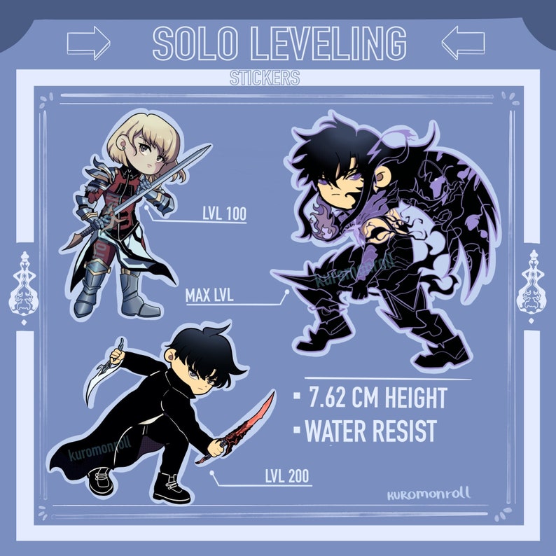 Solo Leveling Glossy Vinyl Stickers / Laptop, Water Bottle Decals - Etsy