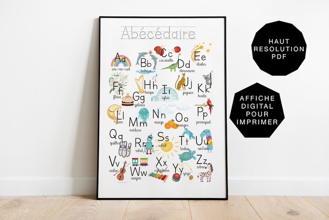 Alphabet Poster, Digital Poster of the Alphabet in French, Decorative ...