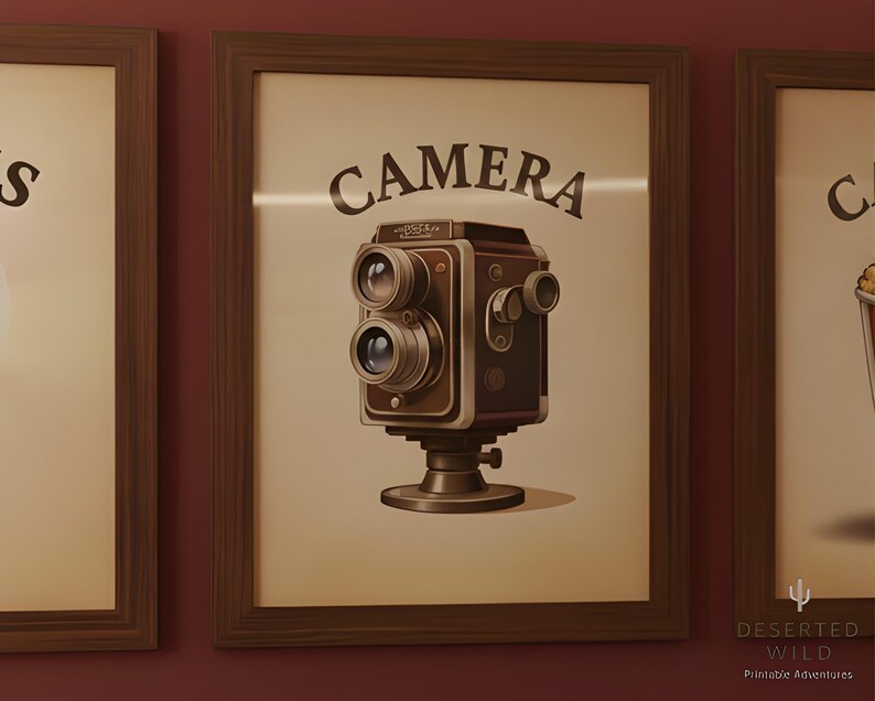 Lights Camera Action Poster Set – Vintage Cinema Wall Art for Home ...