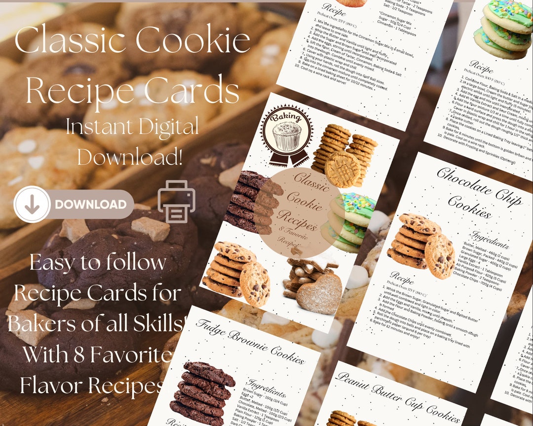 Cookie Recipe Cards – 8 Classic Flavors (digital Download) - Etsy Australia