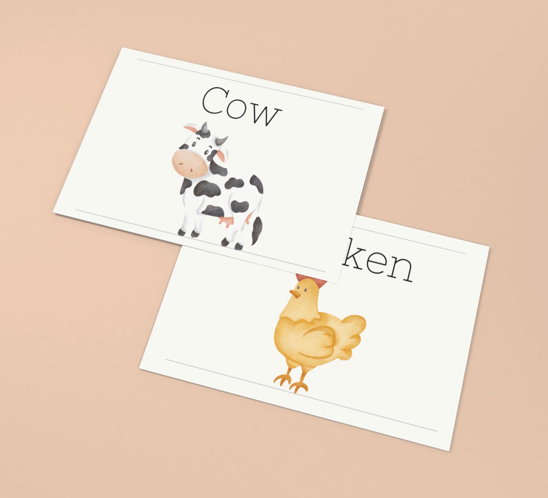 Children's Farm Animal Flash Cards - 20 Classic Farm Animals - Kids ...