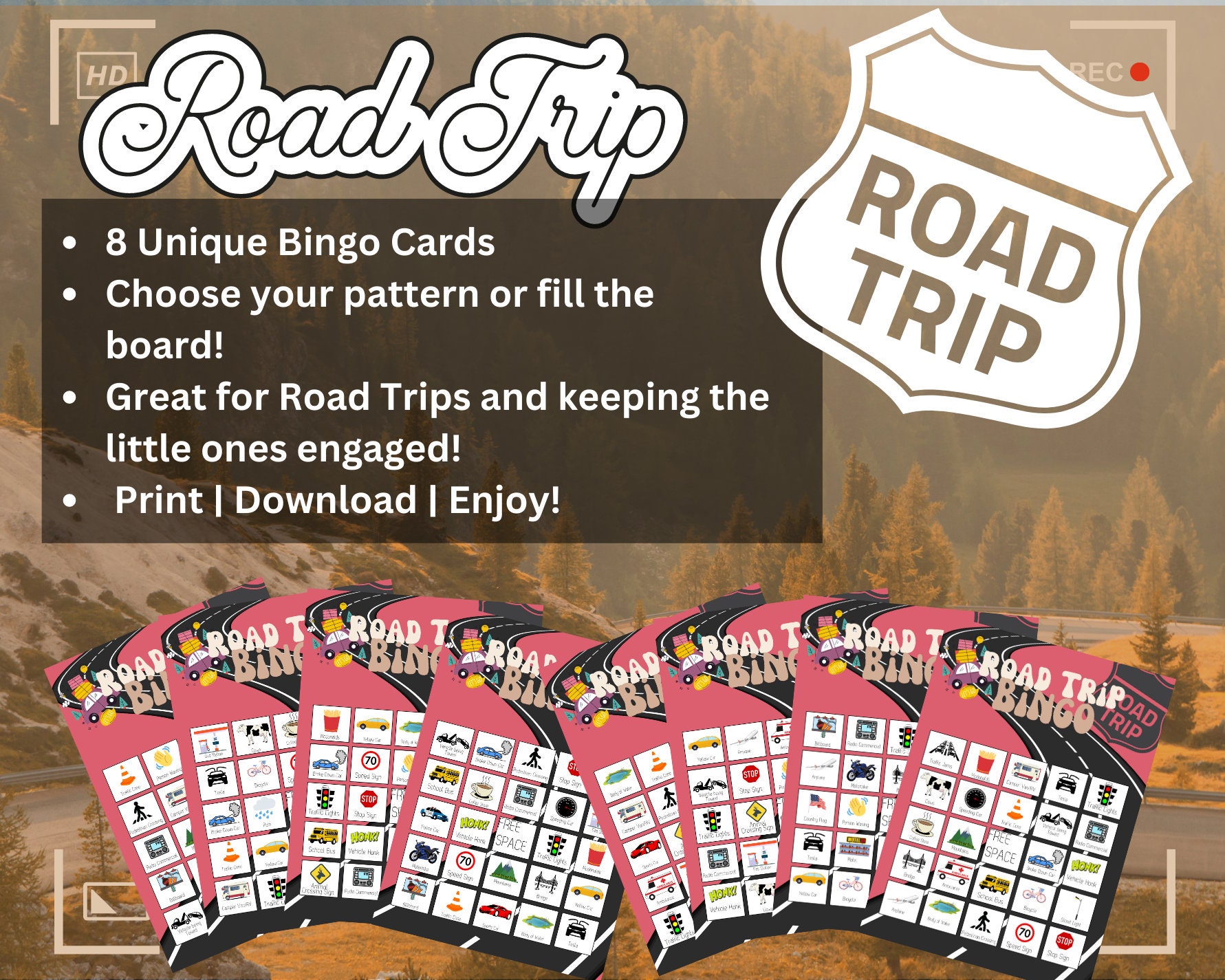 Printable Kids Road Trip Bingo Game! - Fun Road Trip Activity for Child ...